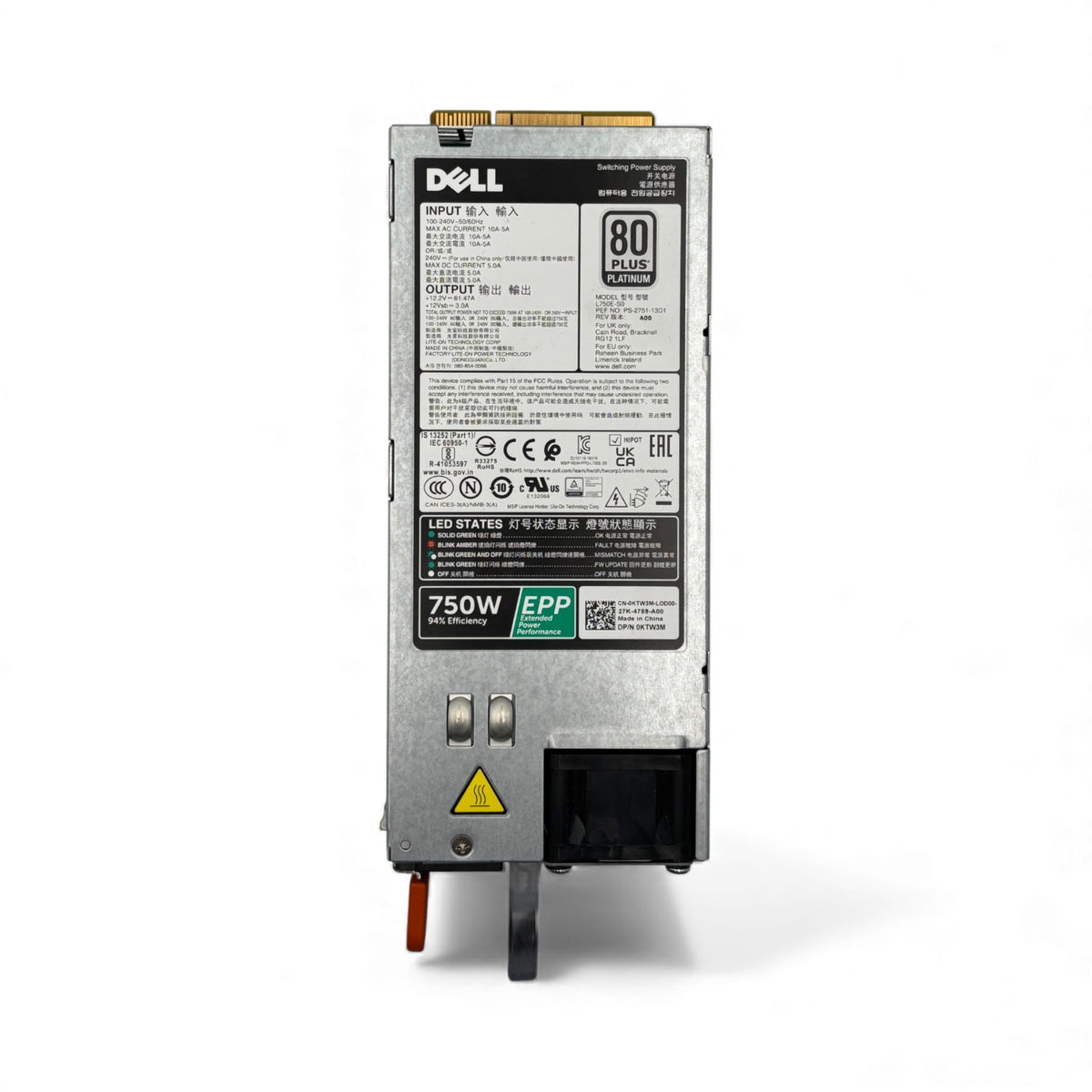 Dell 750W Power Supply 80 Plus Platinum voor 13de en 14de generatie P ...